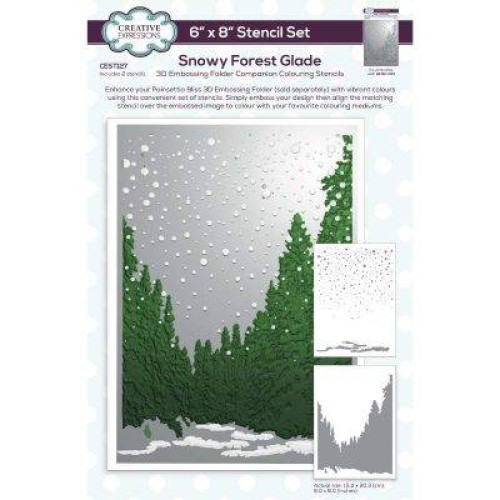 snowy forest glade - 3D Embossing folder companion colouring stencil