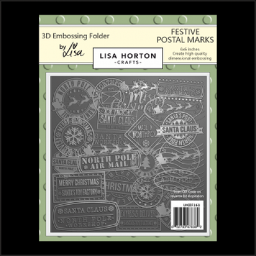 festive postal marks 3d Embossing Folder by lisa horton crafts LHCEF161